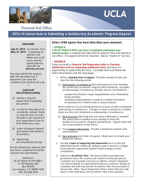 Satisfactory Academic Progress Appeal Packet - UCLA Financial Aid ...