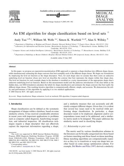 An Em Algorithm For Shape Classification Based On Level Sets