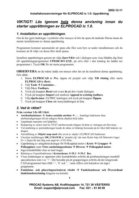 Installationsanvisning till uppdateringen 1.0c4 (.PDF-fil) - elprocad