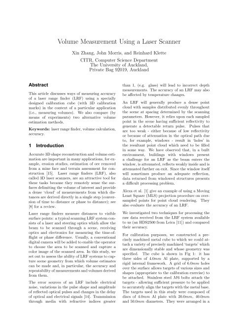 Volume Measurement Using a Laser Scanner - Department of ...