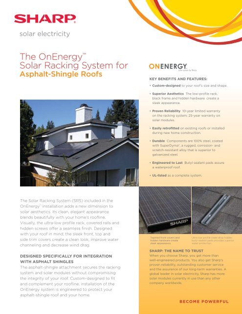 The OnEnergy Solar Racking System for Asphalt-Shingle Roofs