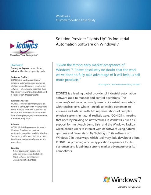 Microsoft Windows 7 Case Study - Customer Connection Portal ...