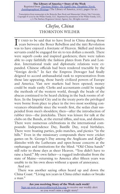 Chefoo, China - Library of America