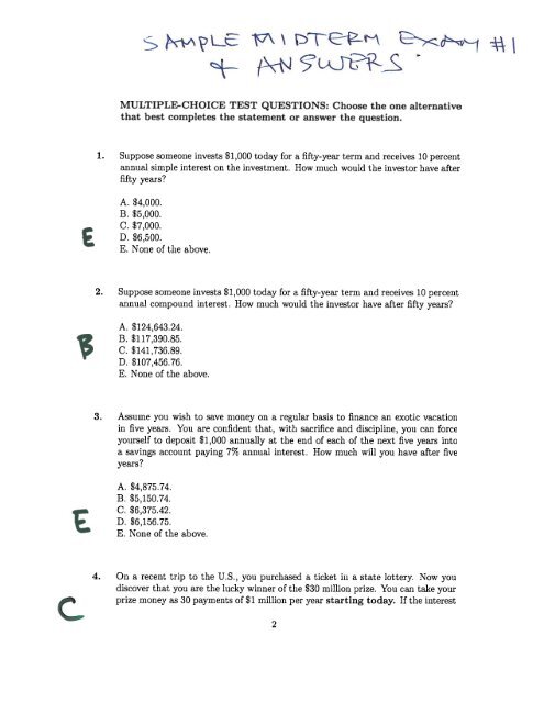 MULTIPLE CHOICE TEST IONS Choose The One Alternative 