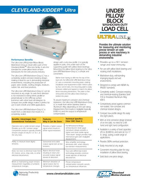 Ultra Under Pillow Block Datasheet - Cleveland Motion Controls