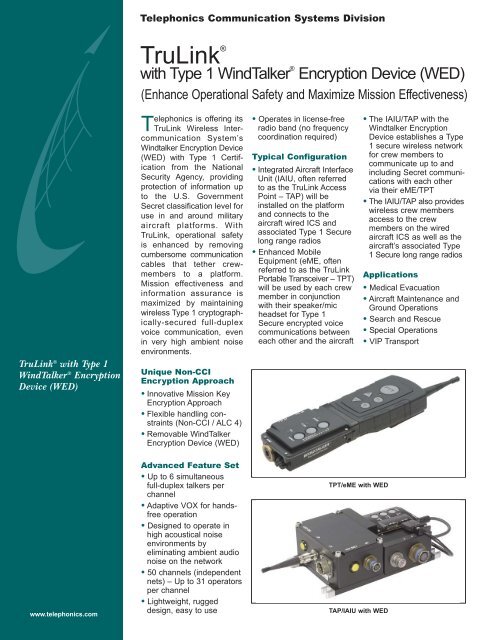 TruLink with Type 1 WindTalkerÂ® Encrypted Device (WED)