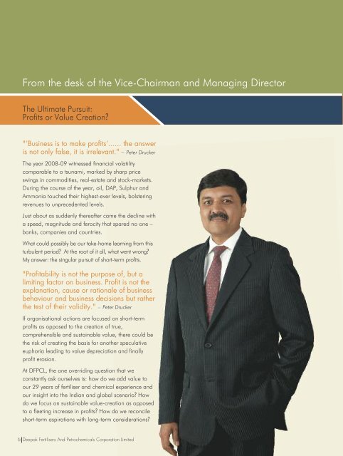 From the desk of the Vice-Chairman and Managing Director