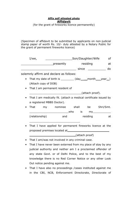 2. Notarised affidavit - Delhi Police : LICENSING BRANCH