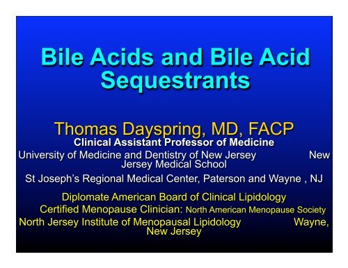 Bile Acid Sequestrants MOA - The Center for Cholesterol Management