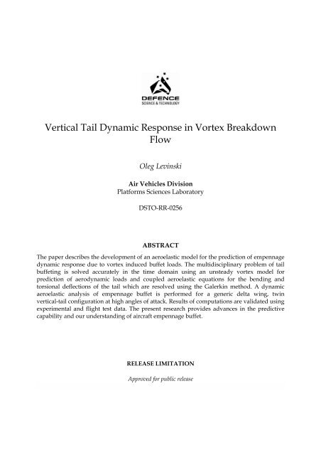 Vertical Tail Dynamic Response in Vortex Breakdown Flow