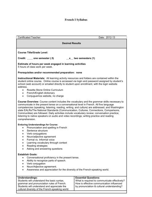 b1 level french syllabus