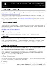 University of Melbourne OHS risk register - Safety