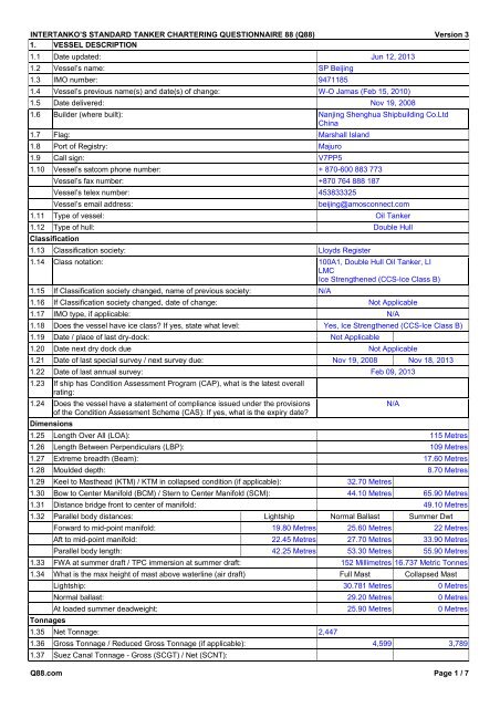 Q88.com Page 1 / 7 INTERTANKO'S STANDARD ... - Medallion