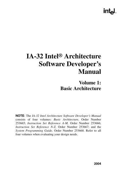 IA-32 Intel® Architecture Software Developer's Manual Volume 1