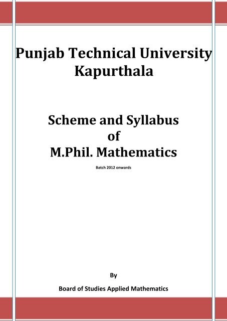 Punjab Technical University Kapurthala - PTU