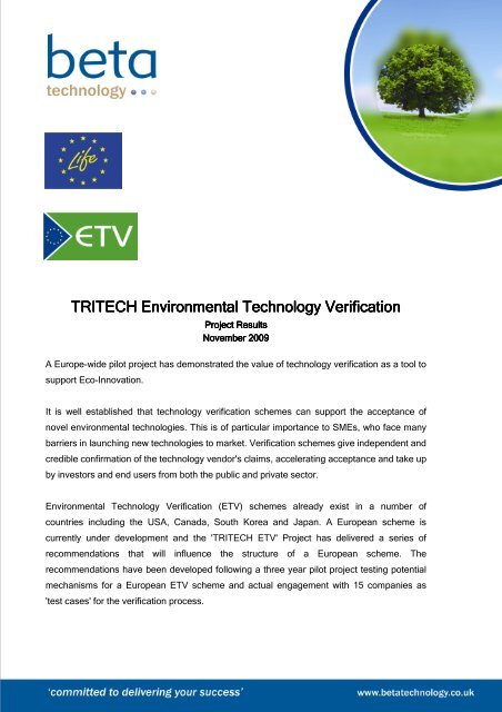 TRITECH Environmental Technology Verification - Tritech ETV ...