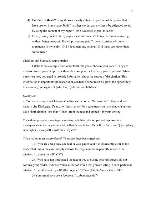 Sample Handout: Writing Papers at the University Academic writing ...