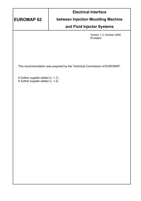 EUROMAP 62 Electrical Interface between Injection Moulding ...