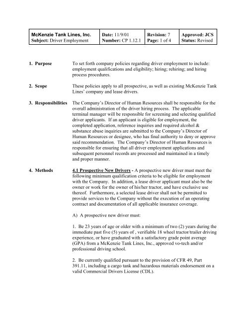 McKenzie Tank Lines, Inc