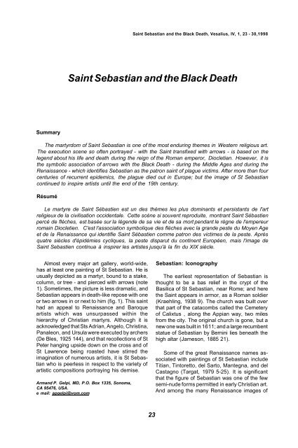 Saint Sebastian and the Black Death