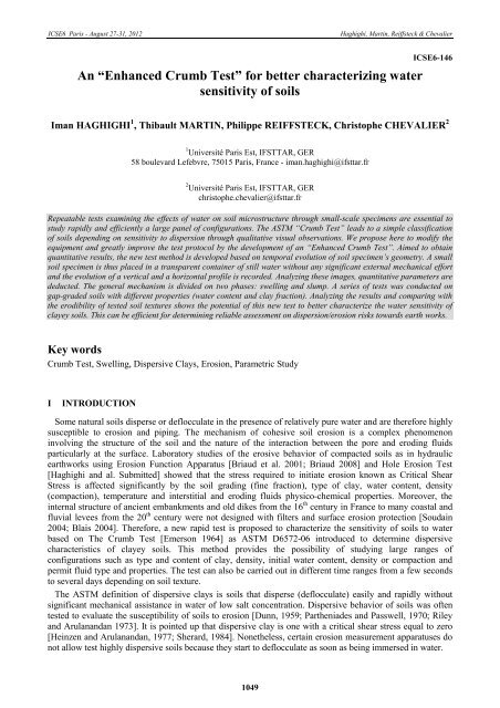 An Enhanced Crumb Test for a better characterization of water ...