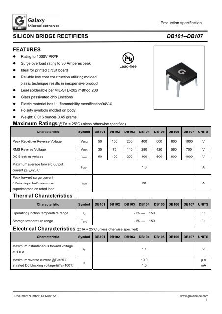 SILICON BRIDGE RECTIFIERS DB101--DB107 FEATURES ...
