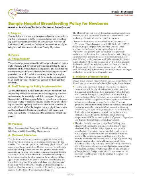 â ¢ â ¢ Sample Hospital Breastfeeding Policy for Newborns - New Jersey ...
