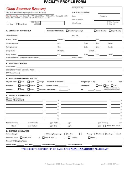 Facility Profile Form - Grr!