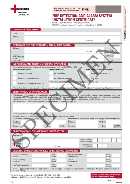 FIN3 Certificate - NICEIC