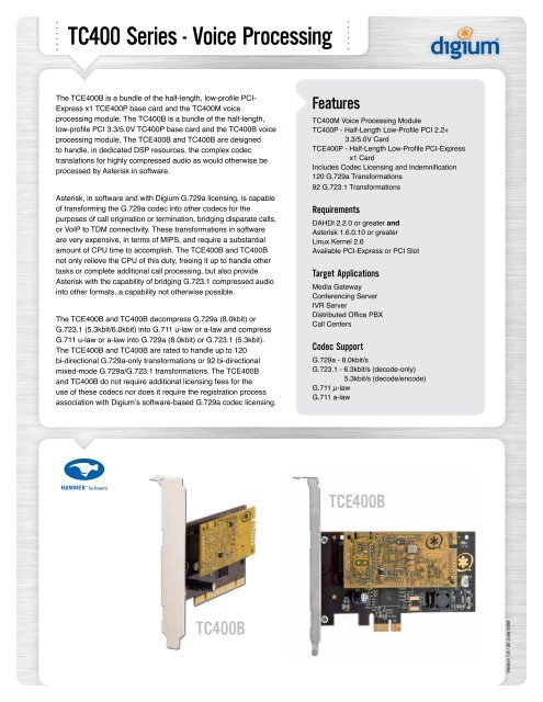 TC400 Series Datasheet - Digium