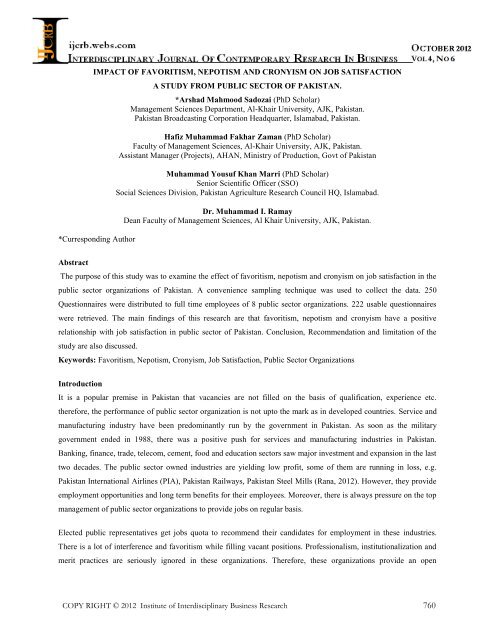 impact of favoritism, nepotism and cronyism on job satisfaction