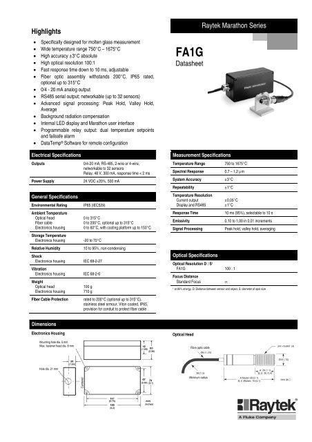 to download the Raytek Marathon FA1G Datasheet in PDF format