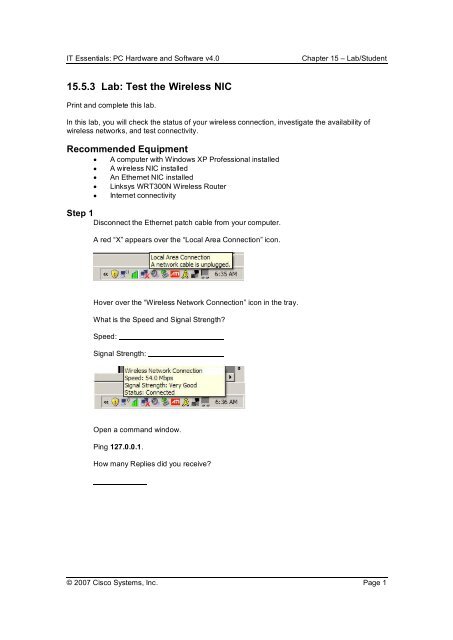 15.5.3 Lab: Test the Wireless NIC
