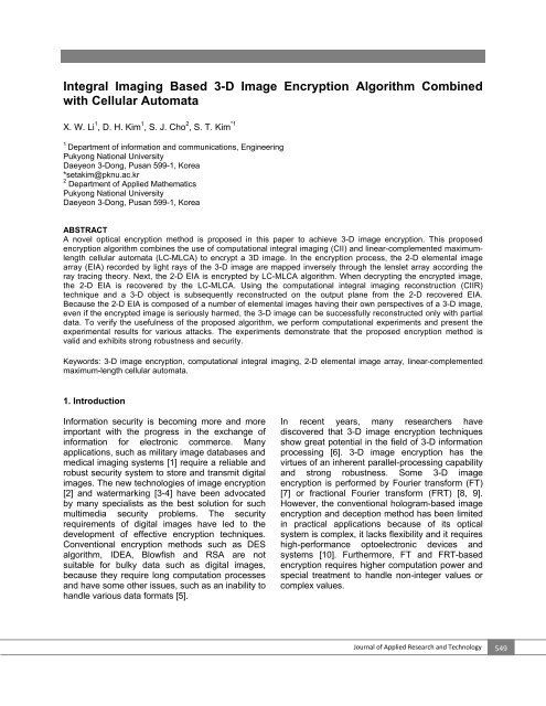 Integral Imaging Based 3 D Image Encryption Algorithm Jart