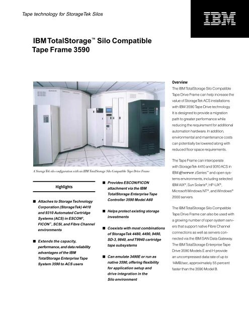IBM TotalStorage™ Silo Compatible Tape Frame 3590