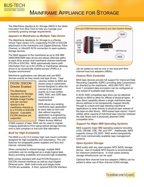 MAINFRAME APPLIANCE FOR STORAGE - Bus-Tech