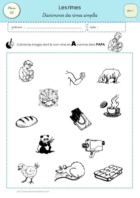 SÃ©rie 1 -Rim 1 Ã 8 -dicriminer rimes simples - classeurdecole