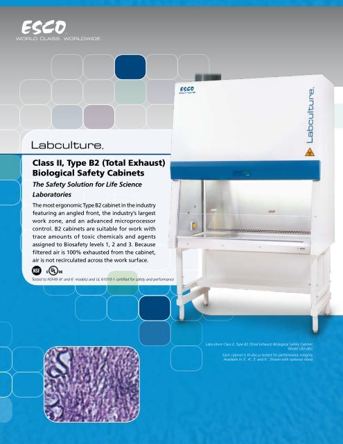 Class II, Type B2 (Total Exhaust) Biological Safety Cabinets
