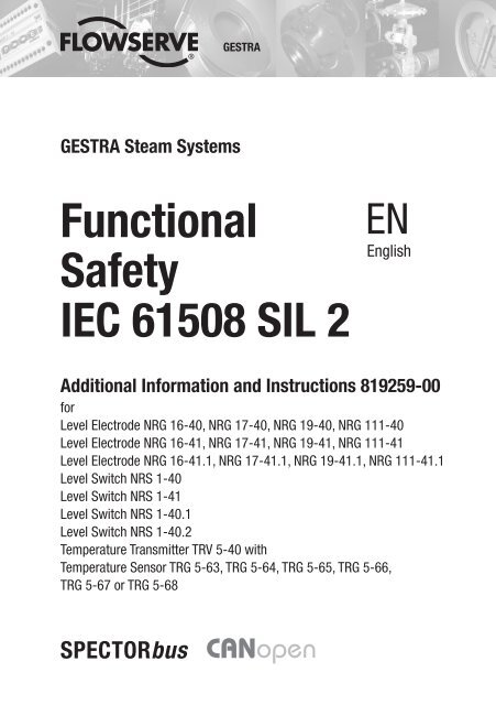 Functional Safety IEC 61508 SIL 2 - Gestra AG Functional Safety IEC 61508 SIL 2 - Gestra AG