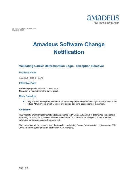 2009-03-25 3rd party notification Validating Carrier ... - Amadeus