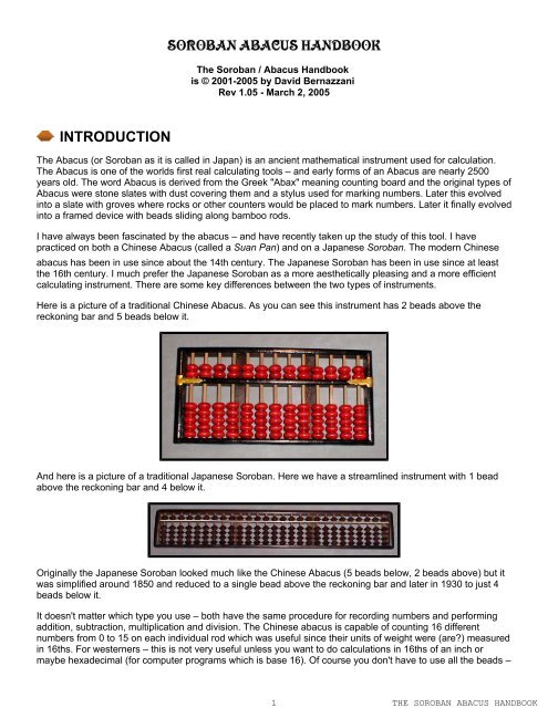 THE SOROBAN ABACUS HANDBOOK â ¬