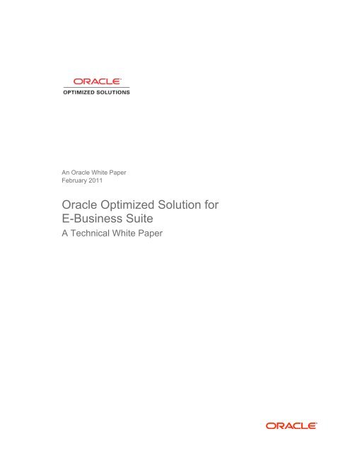 Oracle Optimized Solution for E-Business Suite