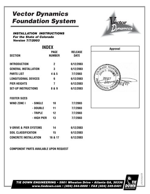 Vector Dynamics Foundation System Installation Instructions for WZ I