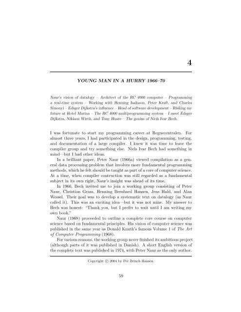 YOUNG MAN IN A HURRY 1966–70 - Per Brinch Hansen