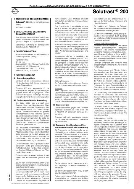 Solutrast ® 200 – Fachinformation(PDF) - Bracco Imaging