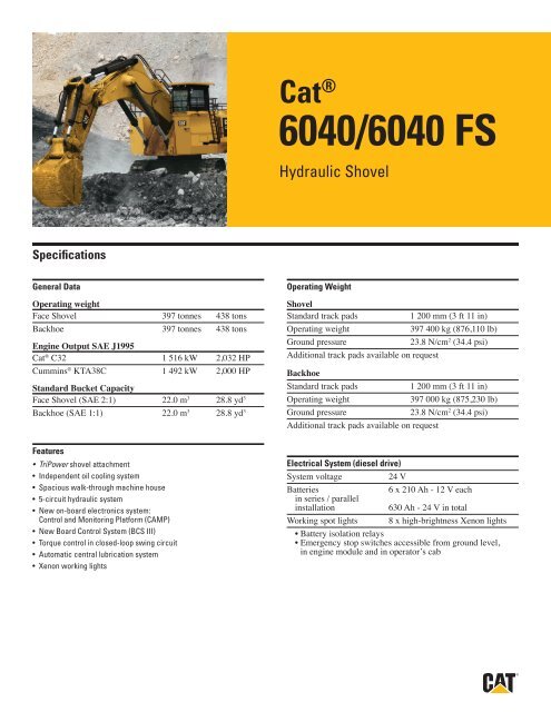 Cat 6040/6040 FS - Caterpillar Inc.