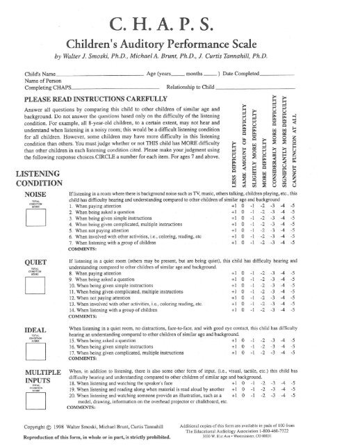 Children's Auditory Performance Scale