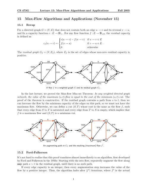 Max Flow Algorithms Ford Fulkerson Edmonds Karp