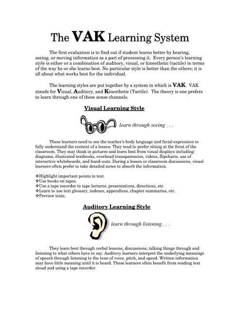 The VAK Learning System