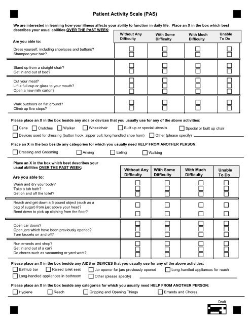 Patient Activity Scale (PAS)